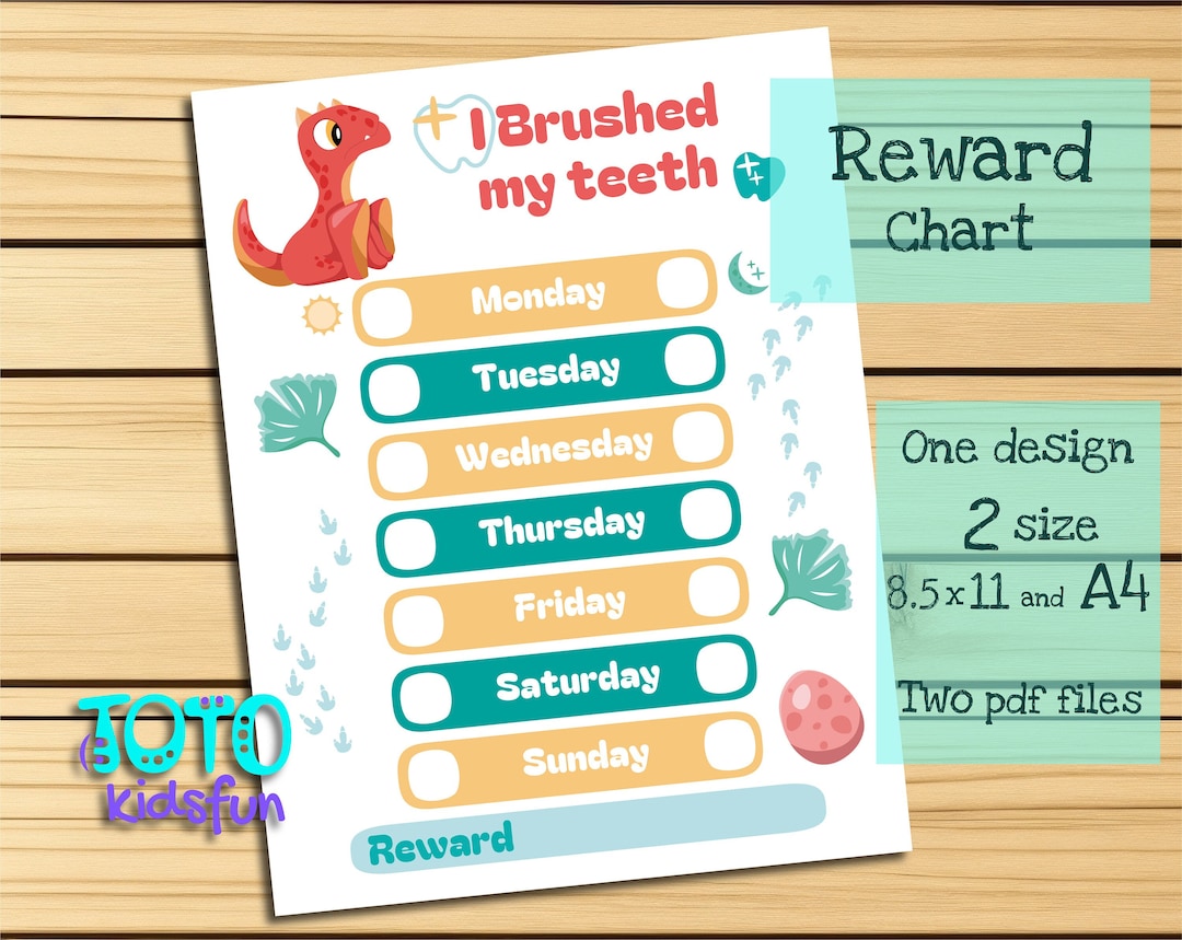 Table of Daily Teeth Brushing for Kids. Reward Chart for Children. Cute ...
