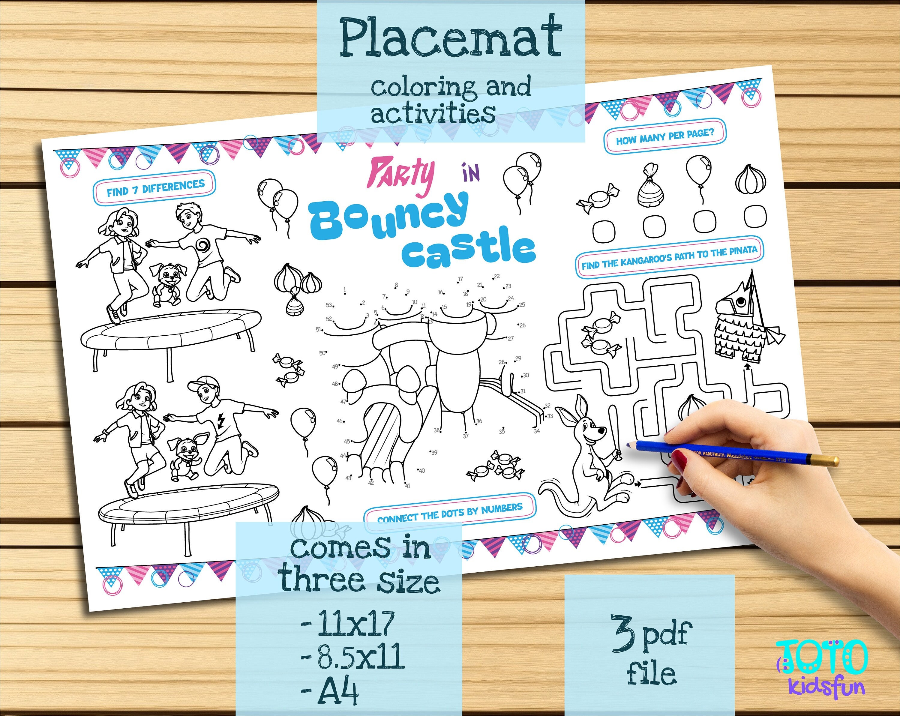 Party in Bouncy Castle Printable Placemat Coloring Page - Fun Kids ...