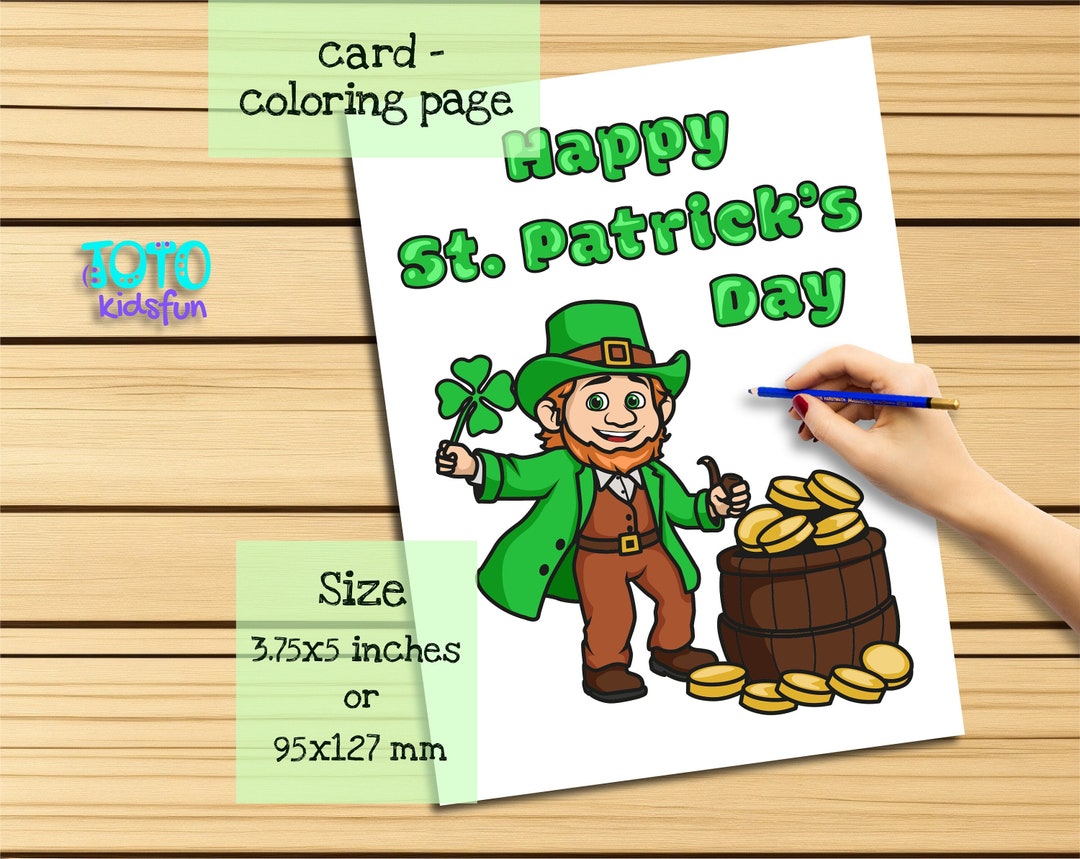 St. Patrick's Day Coloring Card With a Drawing of a Funny Leprechaun ...