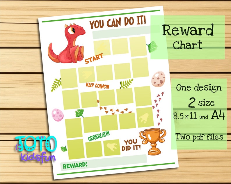 Printable Dino Reward Chart. Work for Kids. Dinosaur Lovers Behavior ...