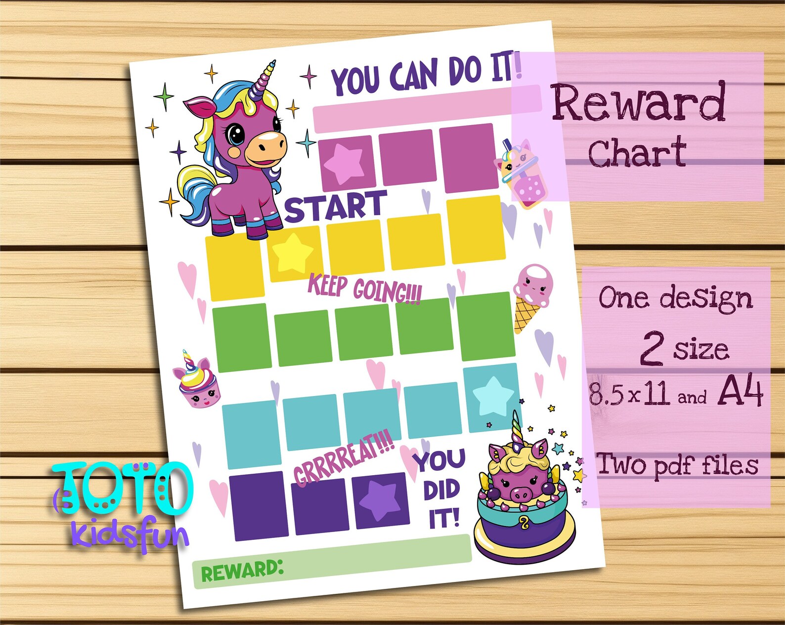 Printable Unicorn Reward Chart. Work for Kids. Behavior Chart for Loves ...