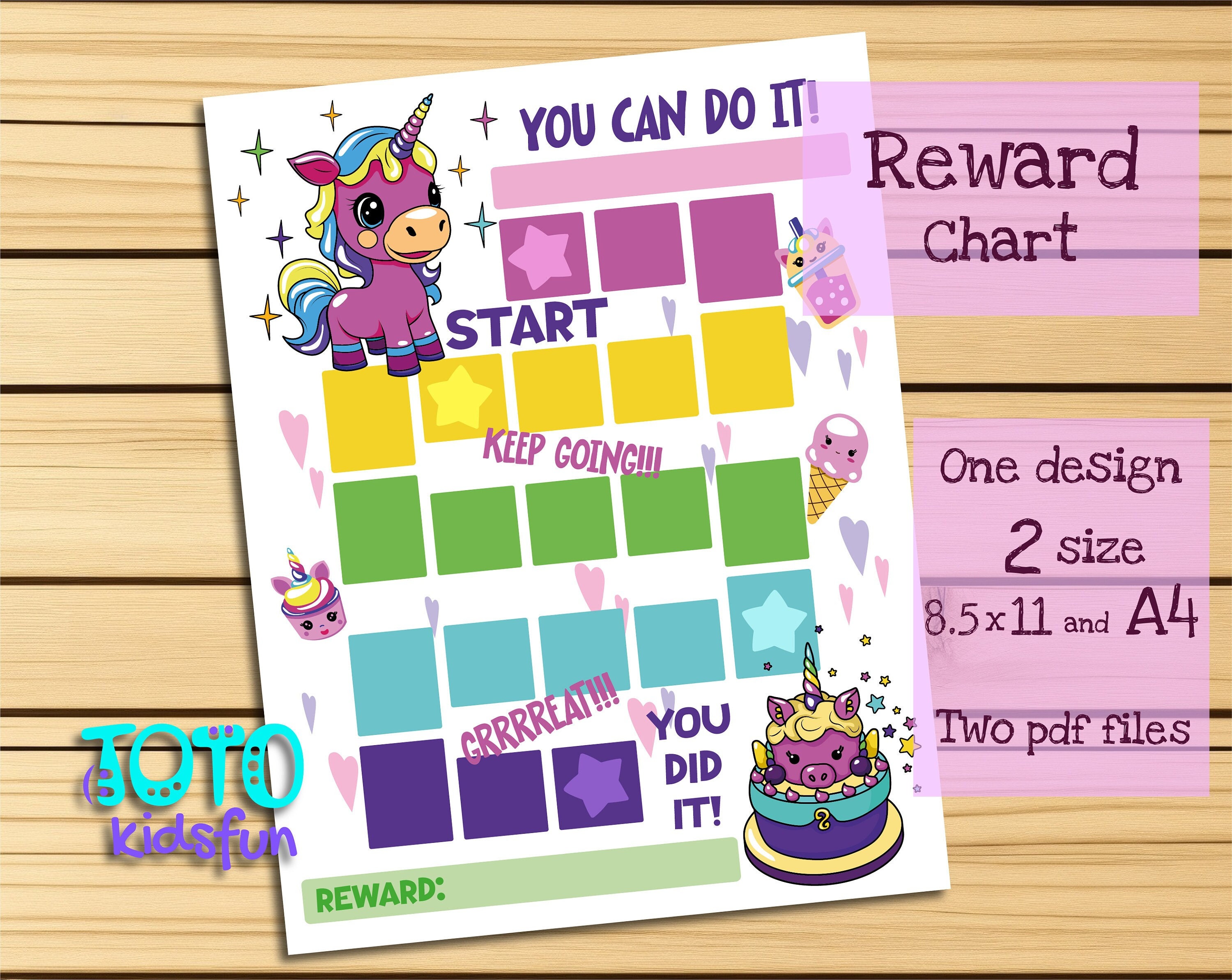 Printable Unicorn Reward Chart. Work for Kids. Behavior Chart for Loves ...