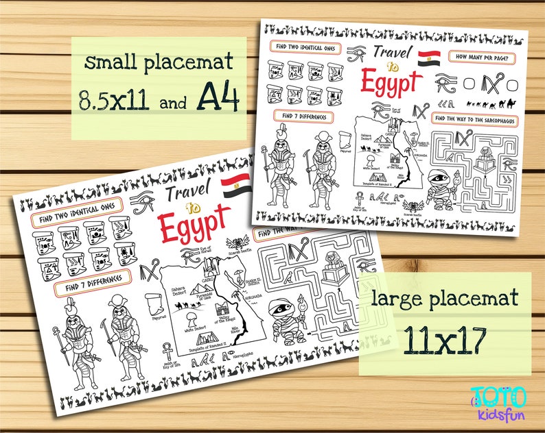 Placemat Travel to Egypt. Printable Coloring Page for Kids. Travel ...
