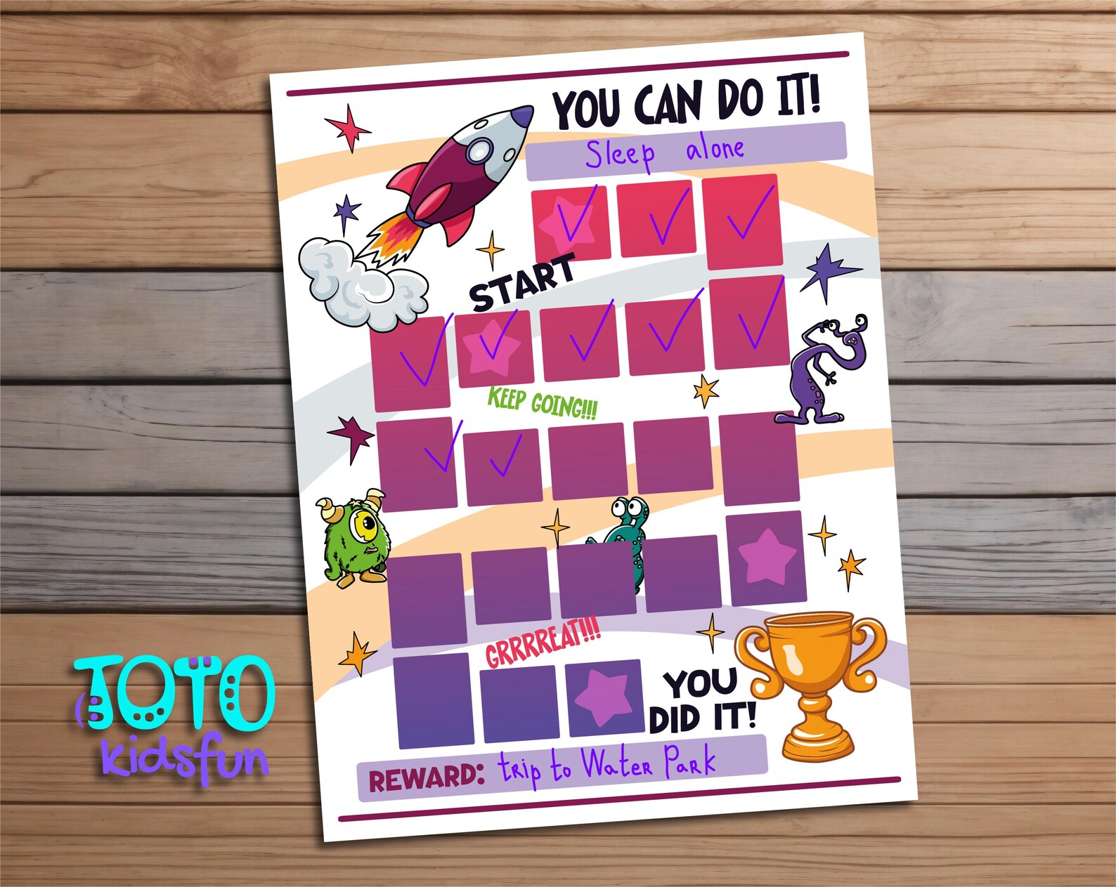 Printable Space Reward Chart. Work for Kids. Behavior Chart for Lovers ...