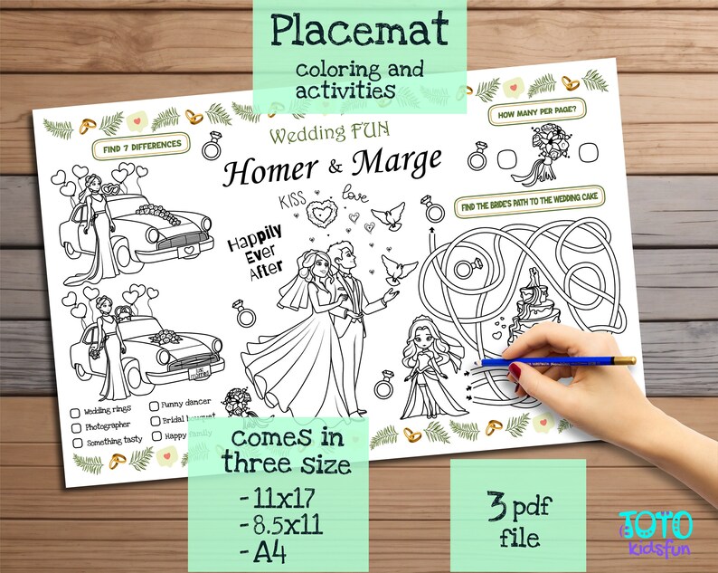 Editable Kids Wedding Coloring Sheet - Fun & Personalized Printable ...