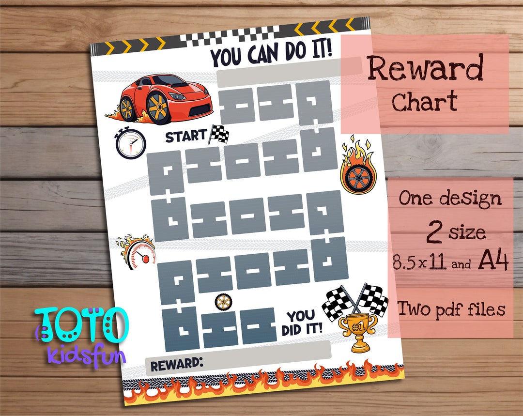 Printable Sports Car Reward Chart. Work for Kids. Behavior Chart for ...