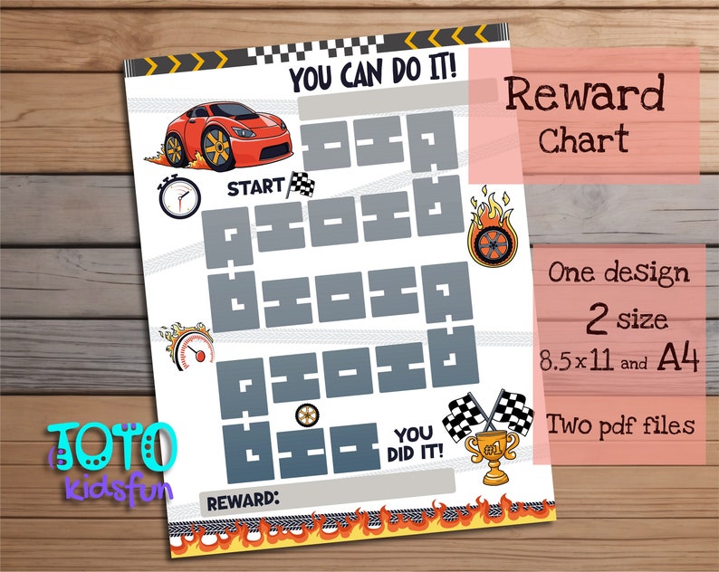 Printable Sports Car Reward Chart. Work for Kids. Behavior Chart for ...
