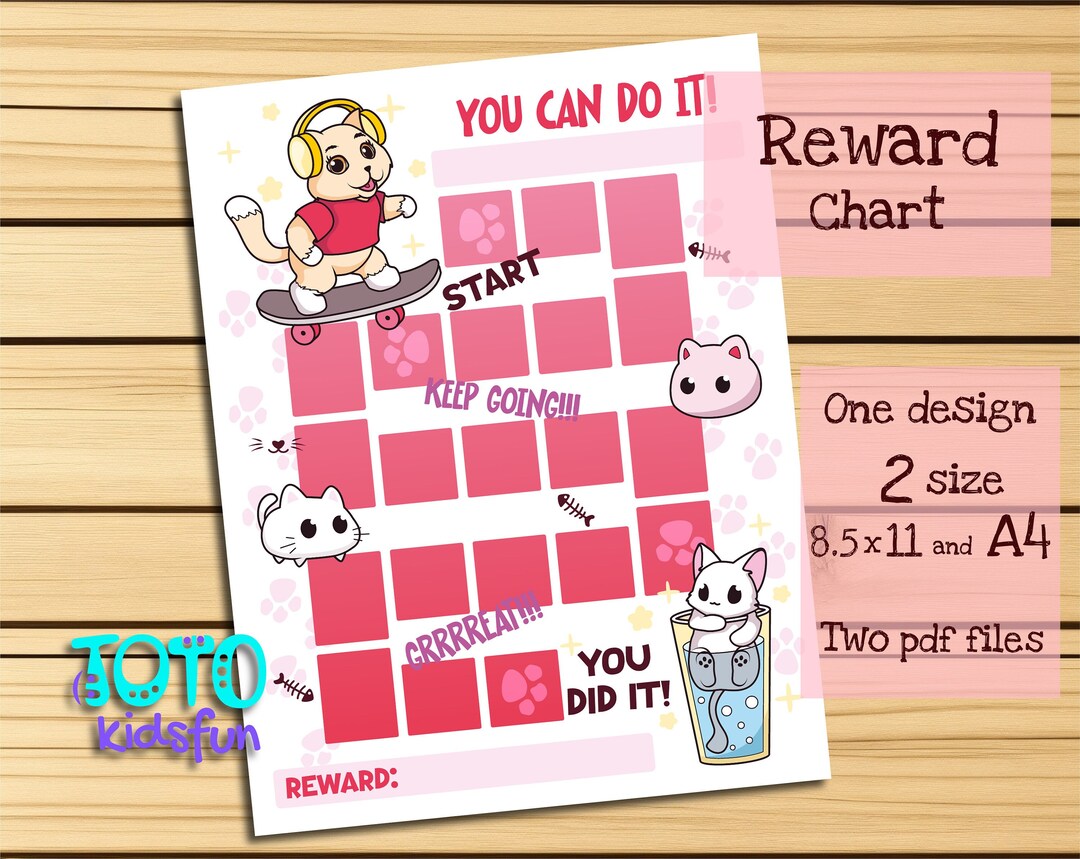Printable Kitty Reward Chart. Work for Kids. Behavior Chart for Lovers ...