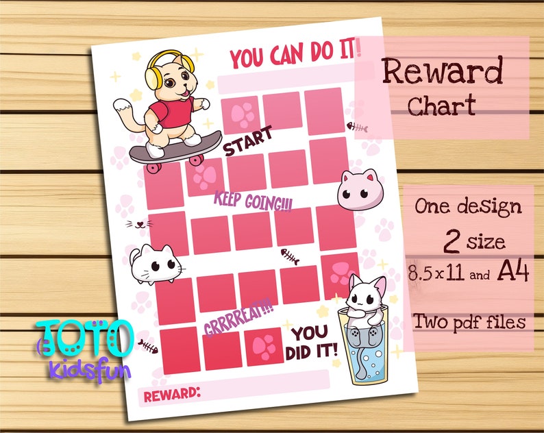 Printable Kitty Reward Chart. Work for Kids. Behavior Chart for Lovers ...