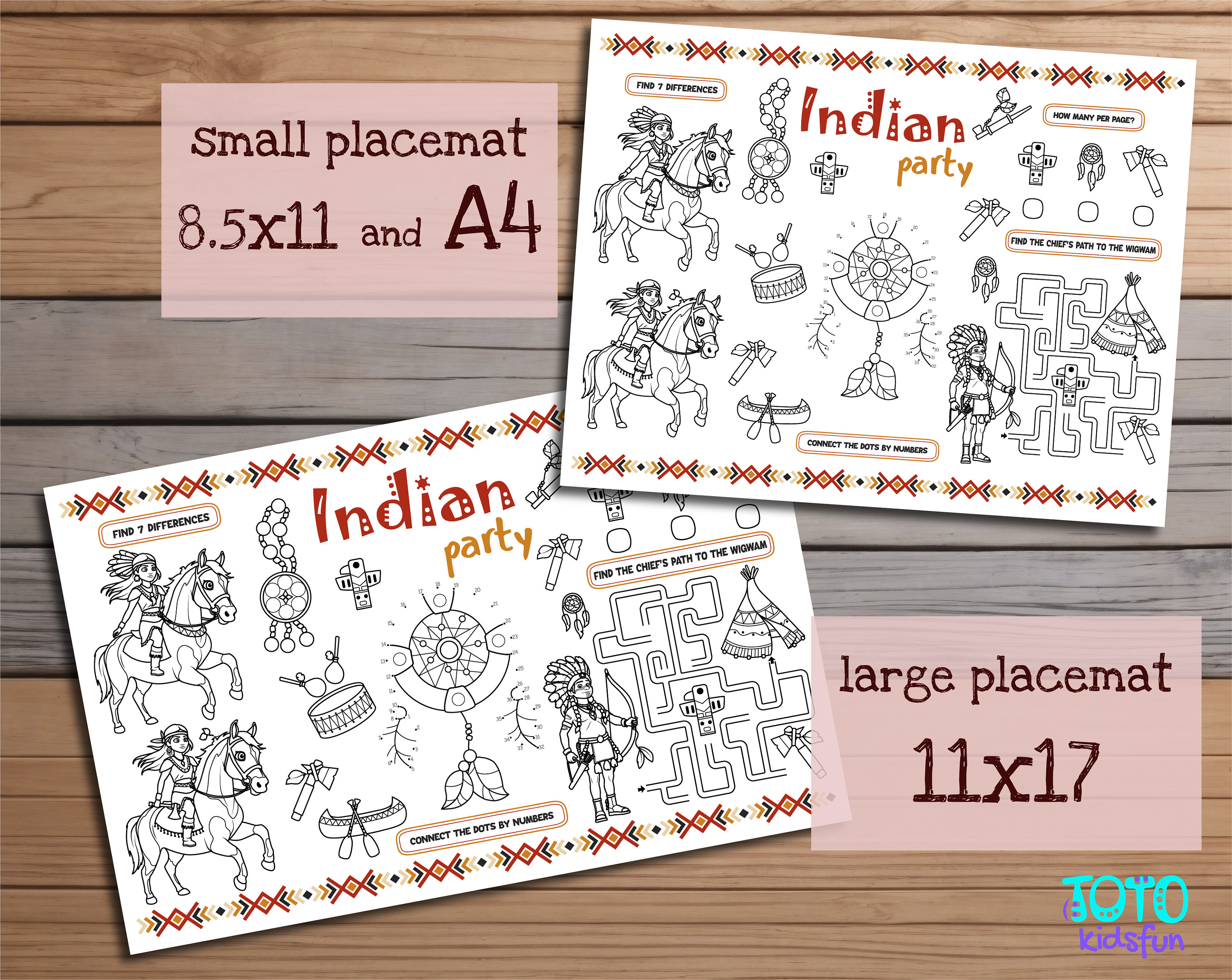Printable Placemat Indian Party - Printable Birthday Coloring Page ...