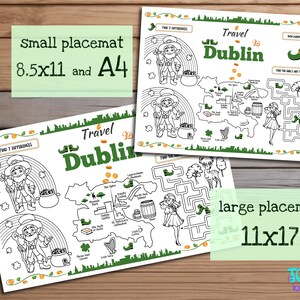 Placemat Travel to Dublin. Printable Coloring Page for Kids. Travel ...