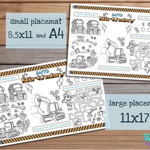 Placemat Happy Birthday. Building Theme. Printable Birthday Coloring ...