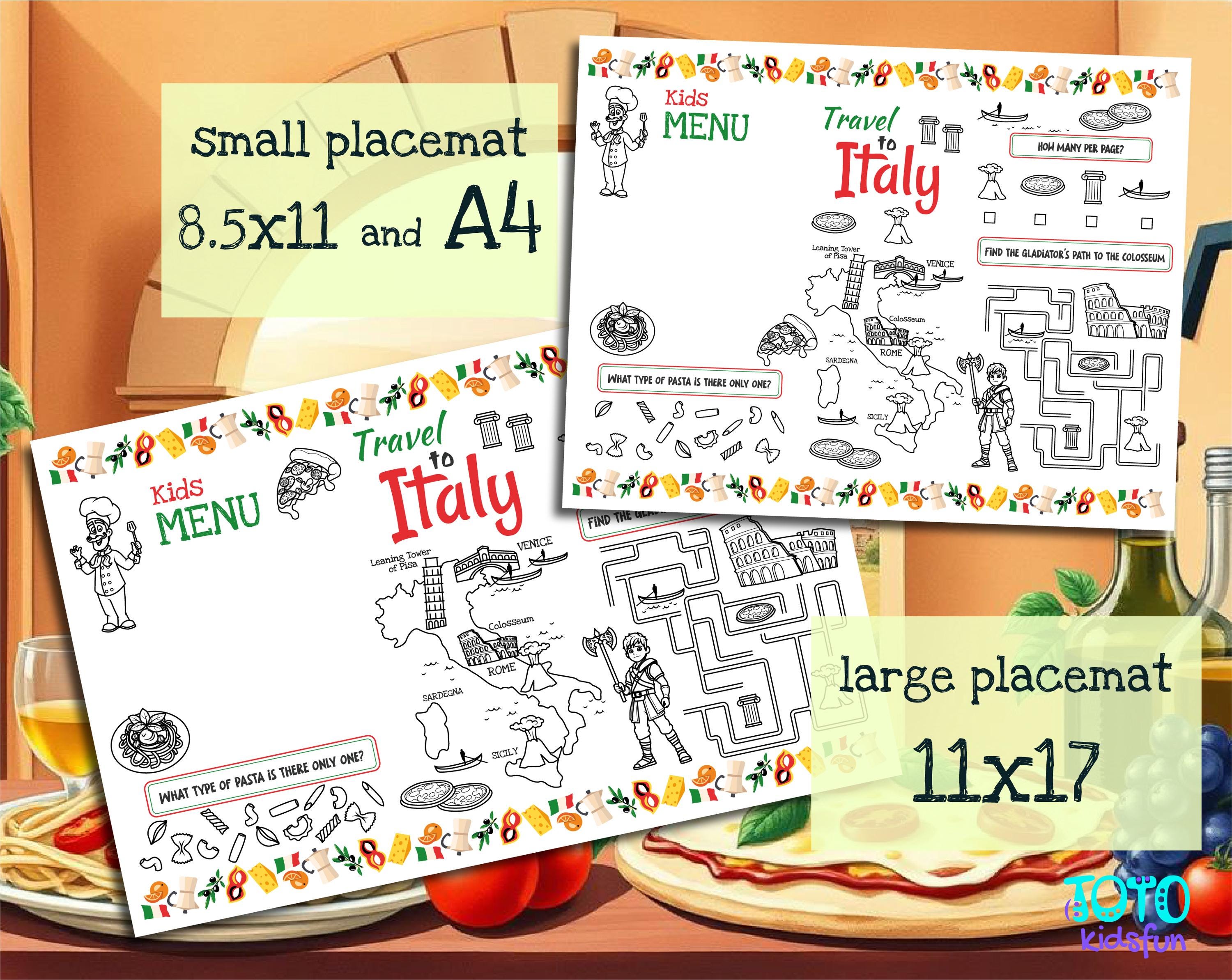 Italian Menu Template for Kids. Italian Restaurant Menu With a Map of ...