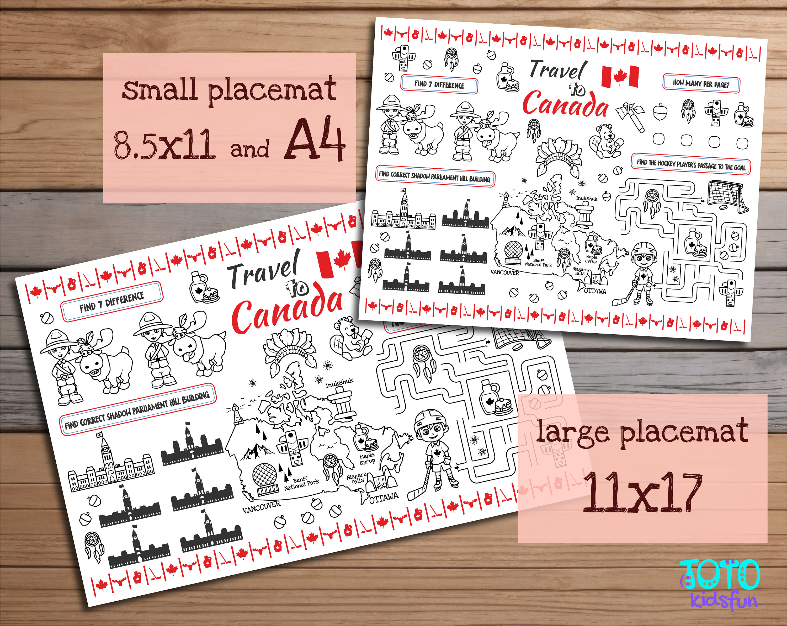 Travel to Canada Placemat. Printable Coloring Page for Kids. Travel ...