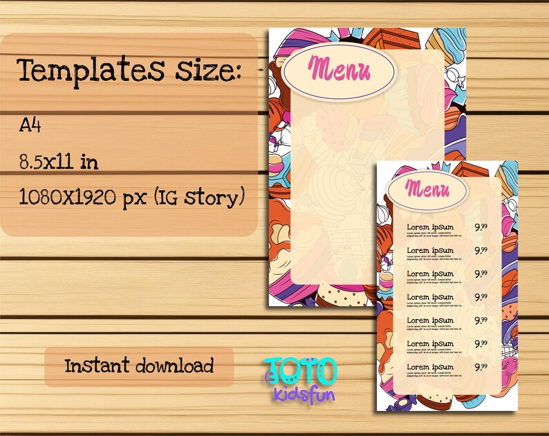 Printable Dessert Menu Template for Cafes and Bakeries. Bakery Menu ...