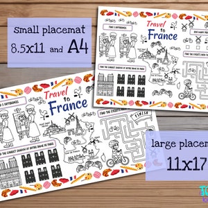 Travel to France Placemat. Printable Coloring Page for Kids. Travel ...