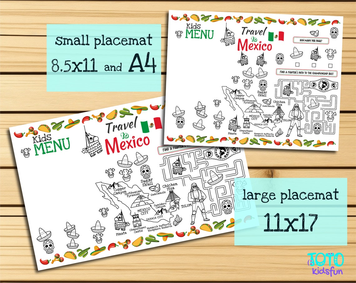 Mexican Menu Template for Kids. Mexican Restaurant Menu With a Map of ...