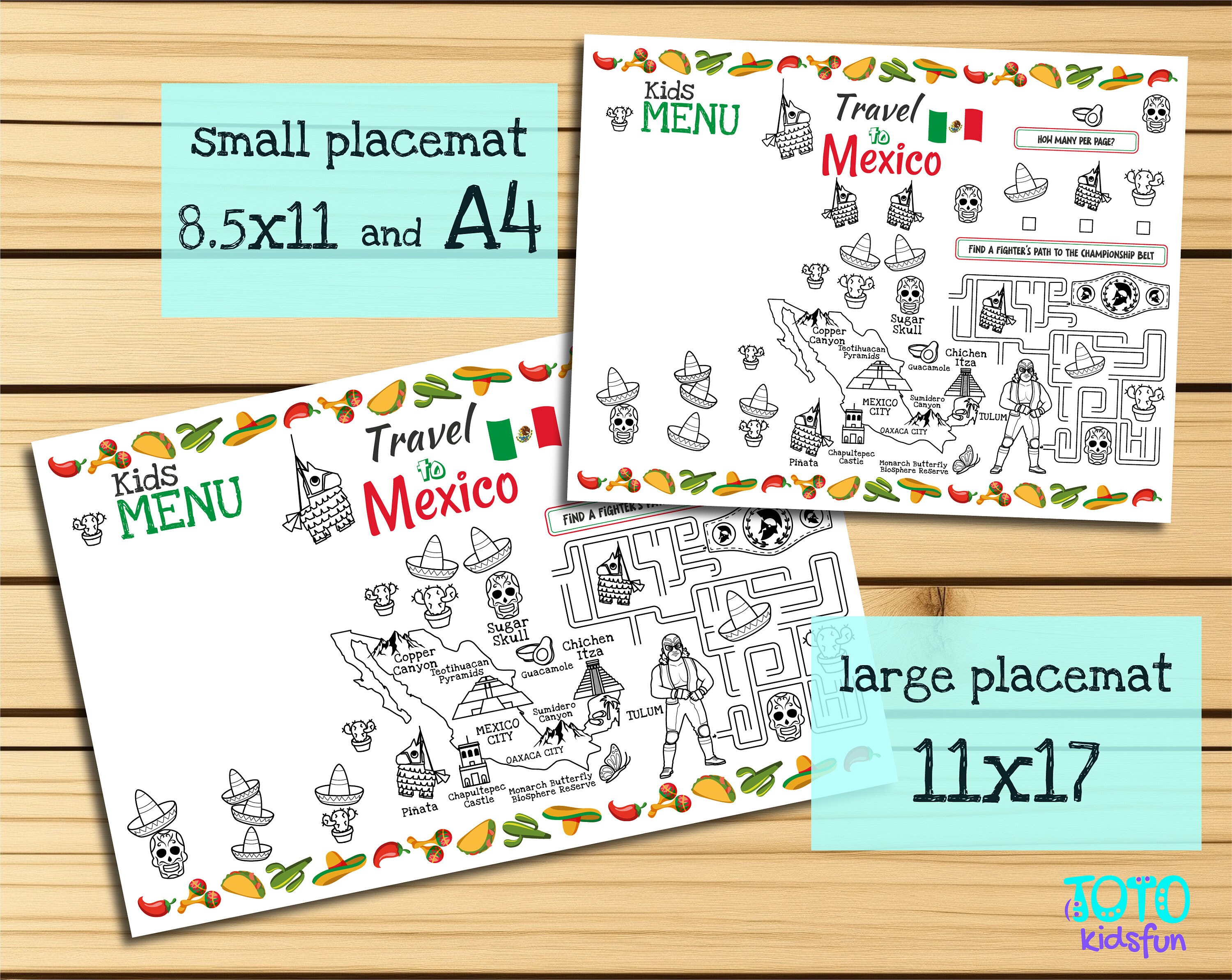 Mexican Menu Template for Kids. Mexican Restaurant Menu With a Map of ...