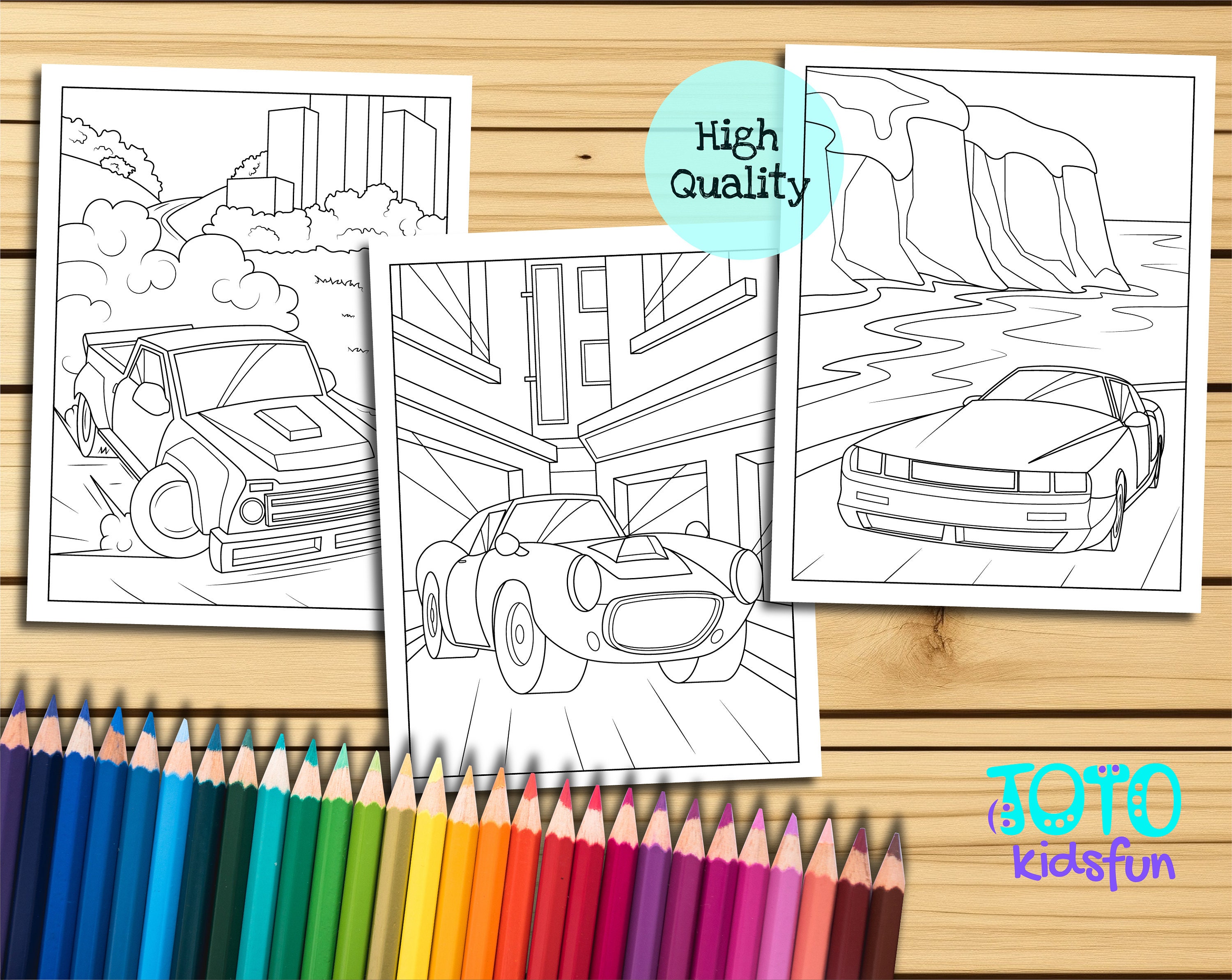 Sports Cars Coloring Pages for Children. 12 Pages. Supercars on the ...
