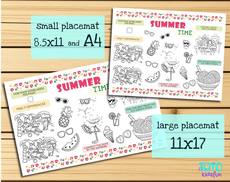 Summer Party Placemat: Printable Birthday Coloring Page - Fun and ...