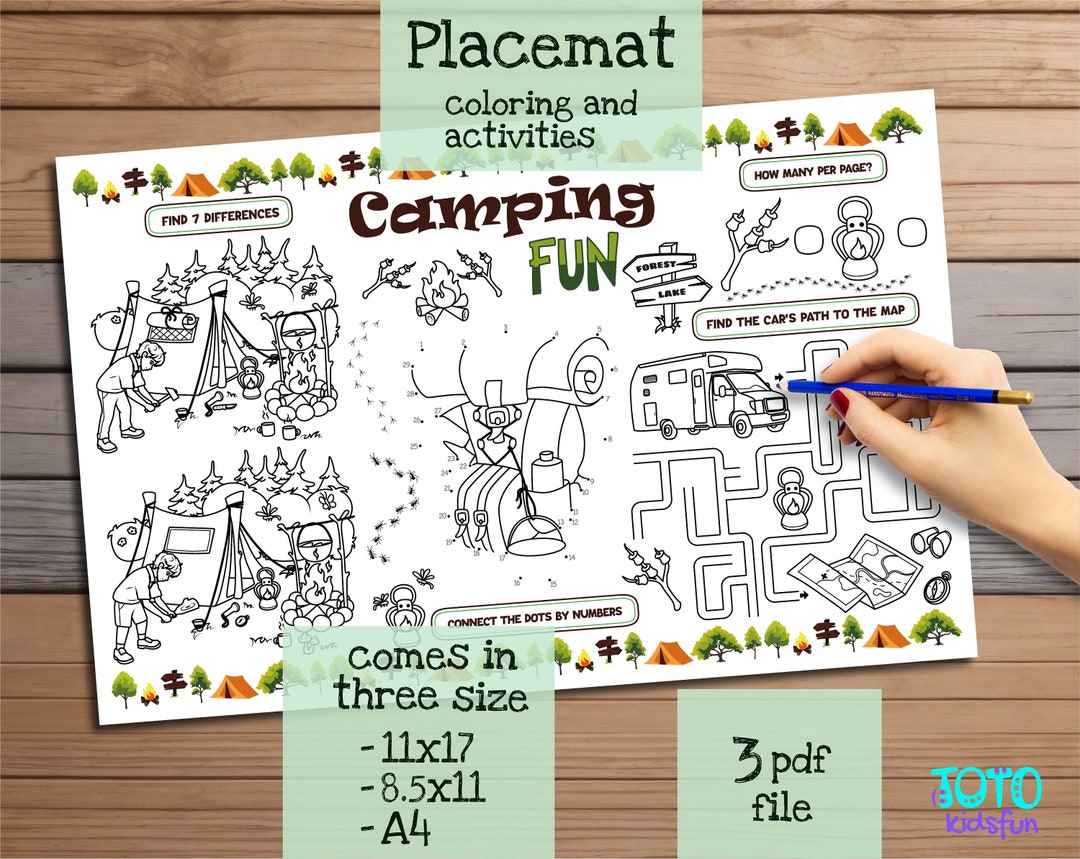 Camping Fun Activity Sheet: Printable Birthday Coloring Page - Party ...