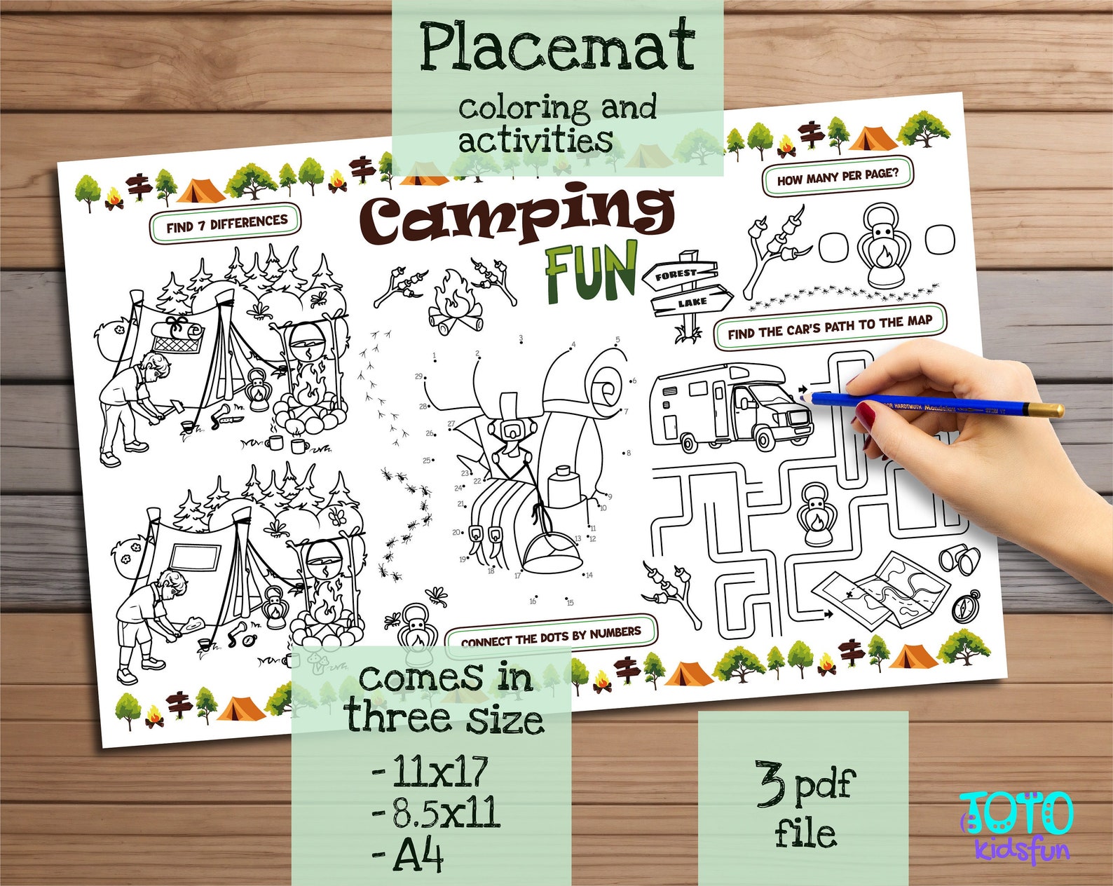 Camping Fun Activity Sheet: Printable Birthday Coloring Page - Party ...