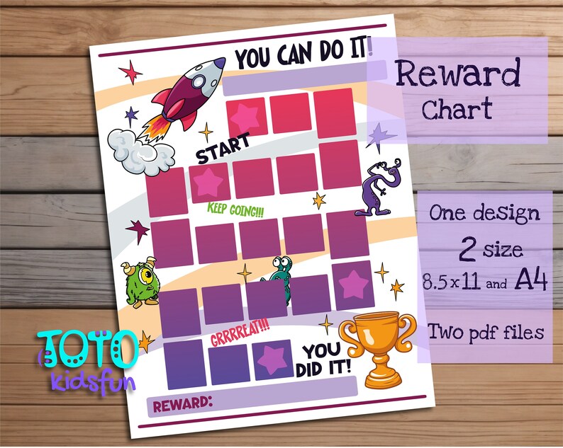 Printable Space Reward Chart. Work for Kids. Behavior Chart for Lovers ...