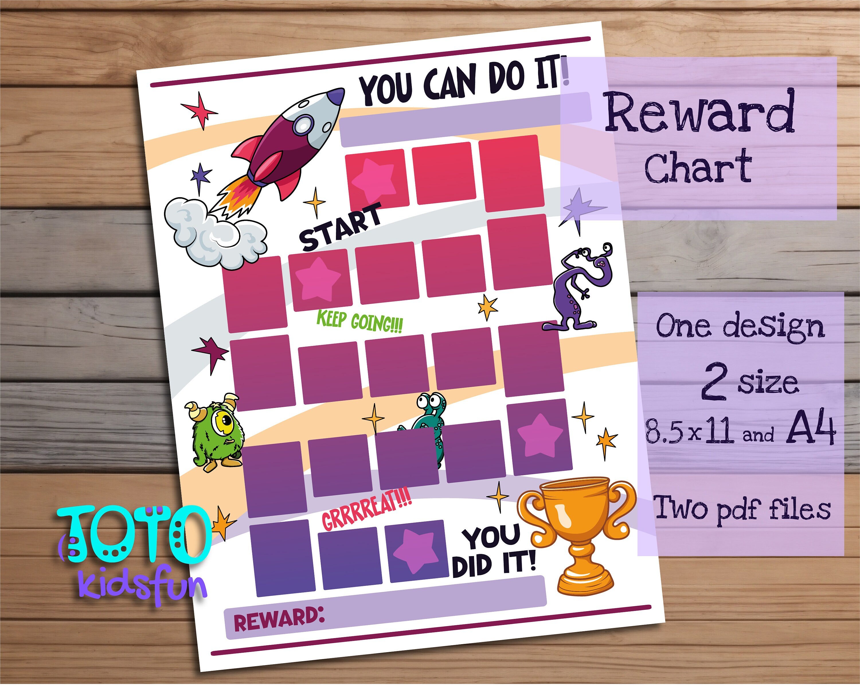 Printable Space Reward Chart. Work for Kids. Behavior Chart for Lovers ...