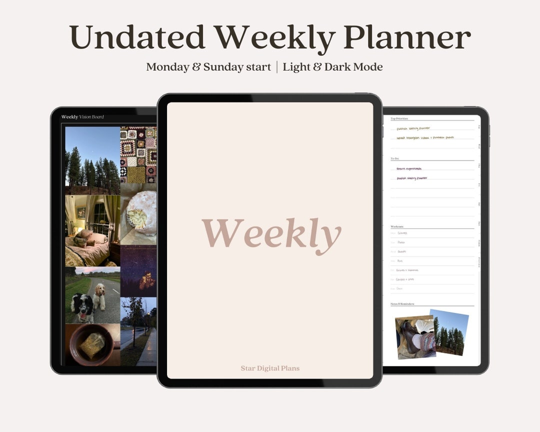 Weekly Planner Digital Undated Planner for Goodnotes and Notability - Etsy