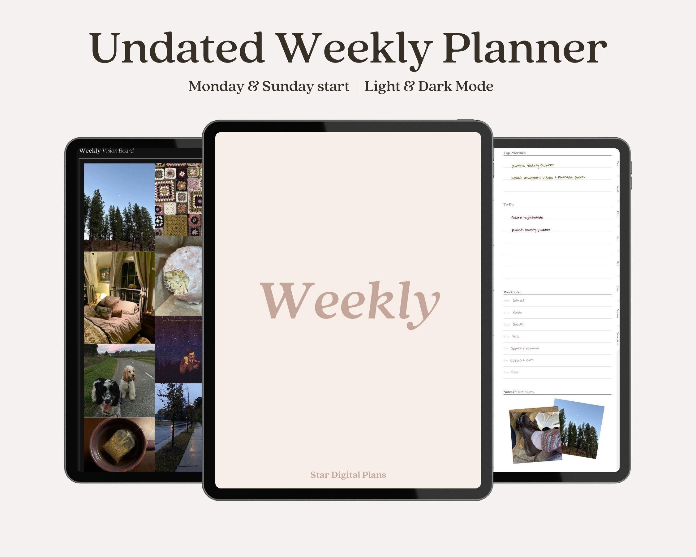 Weekly Planner Digital Undated Planner for Goodnotes and Notability - Etsy
