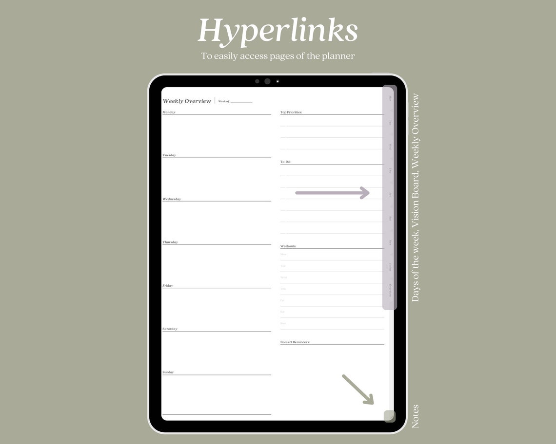 Weekly Planner Digital Undated Planner for Goodnotes and Notability - Etsy