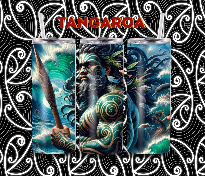 Maori Legend 20oz Skinny Tumbler Full Wrap Tangaroa God of the Sea ...