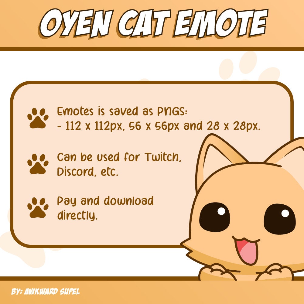 Cute Oyen Cat Emote!! - Etsy