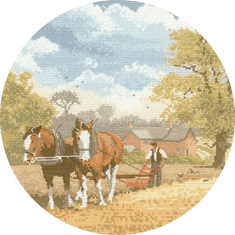Teamwork - Shire Horses Counted Cross Stitch Kit by Watercolour Artist ...