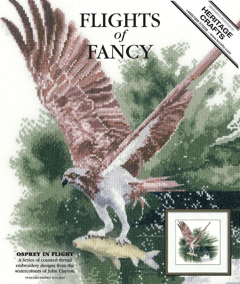 Osprey in Flight Cross Stitch Kit - Heritage Crafts COUNTED Cross ...