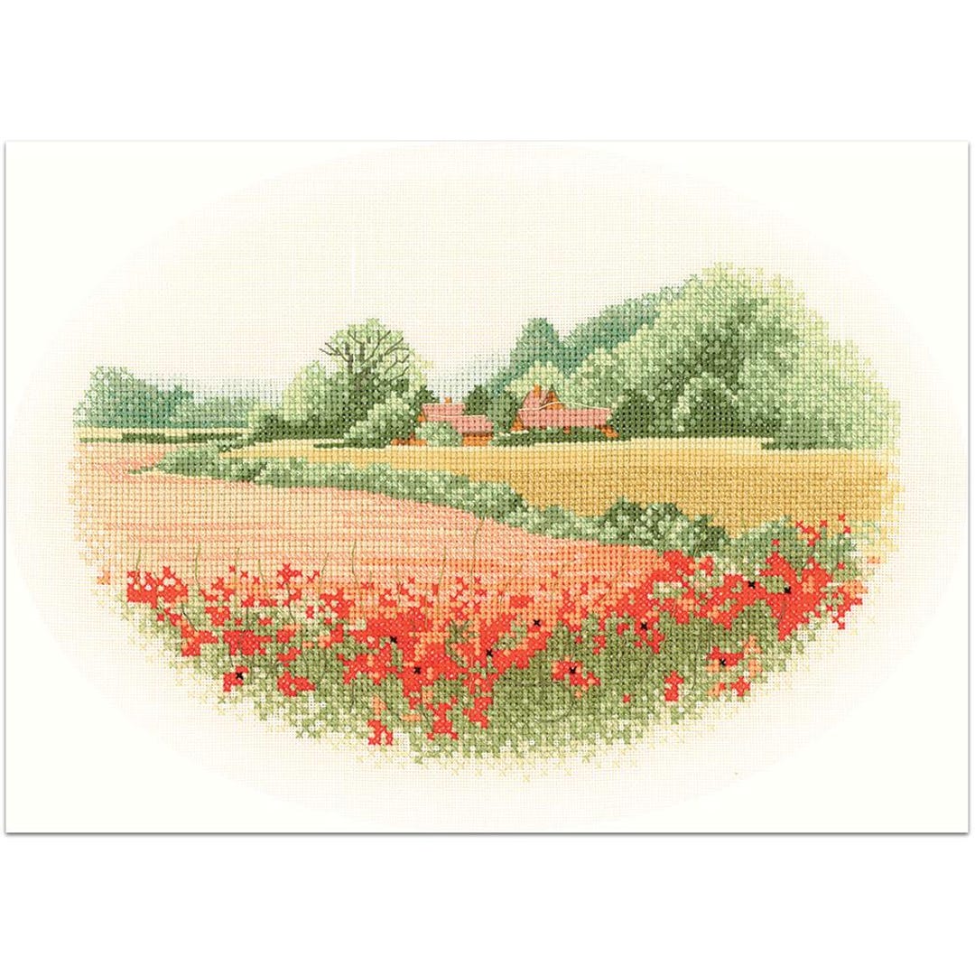 Poppy Farm Countryside Cross Stitch Kit, Oval Collection by Watercolour ...