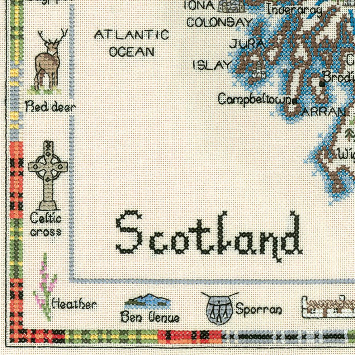 Map of the Scotland, Special Interest Cross Stitch Kit - Large Cross ...