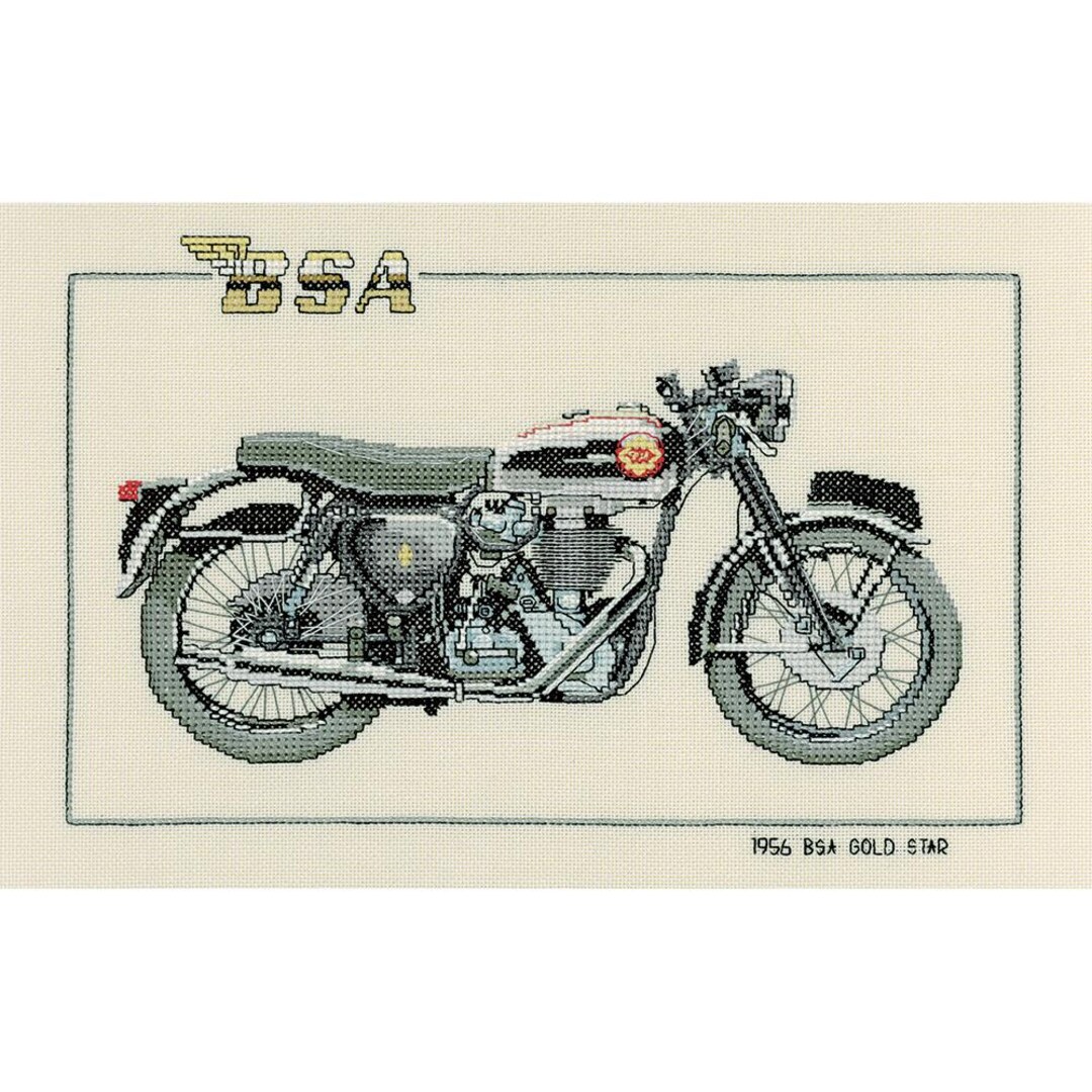 BSA Goldstar Classic Motorbike Cross Stitch Kit Heritage Crafts COUNTED ...
