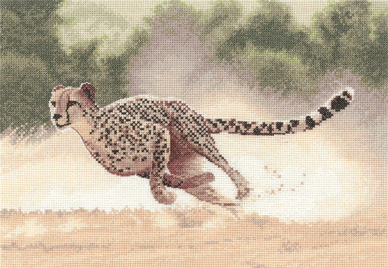 Cheetah Cross Stitch Kit, Power & Grace Big Cat Cross Stitch Kit by ...