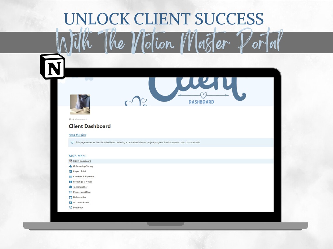 Client Dashboard Notion Templatenotion Client Portal Notion ...