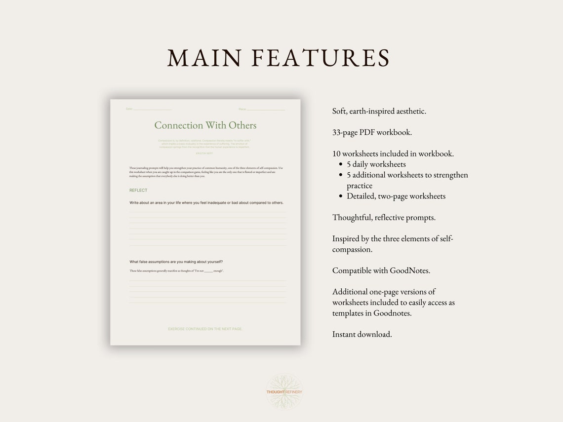 Self-compassion Workbook Printable and Digital Worksheets for Self ...