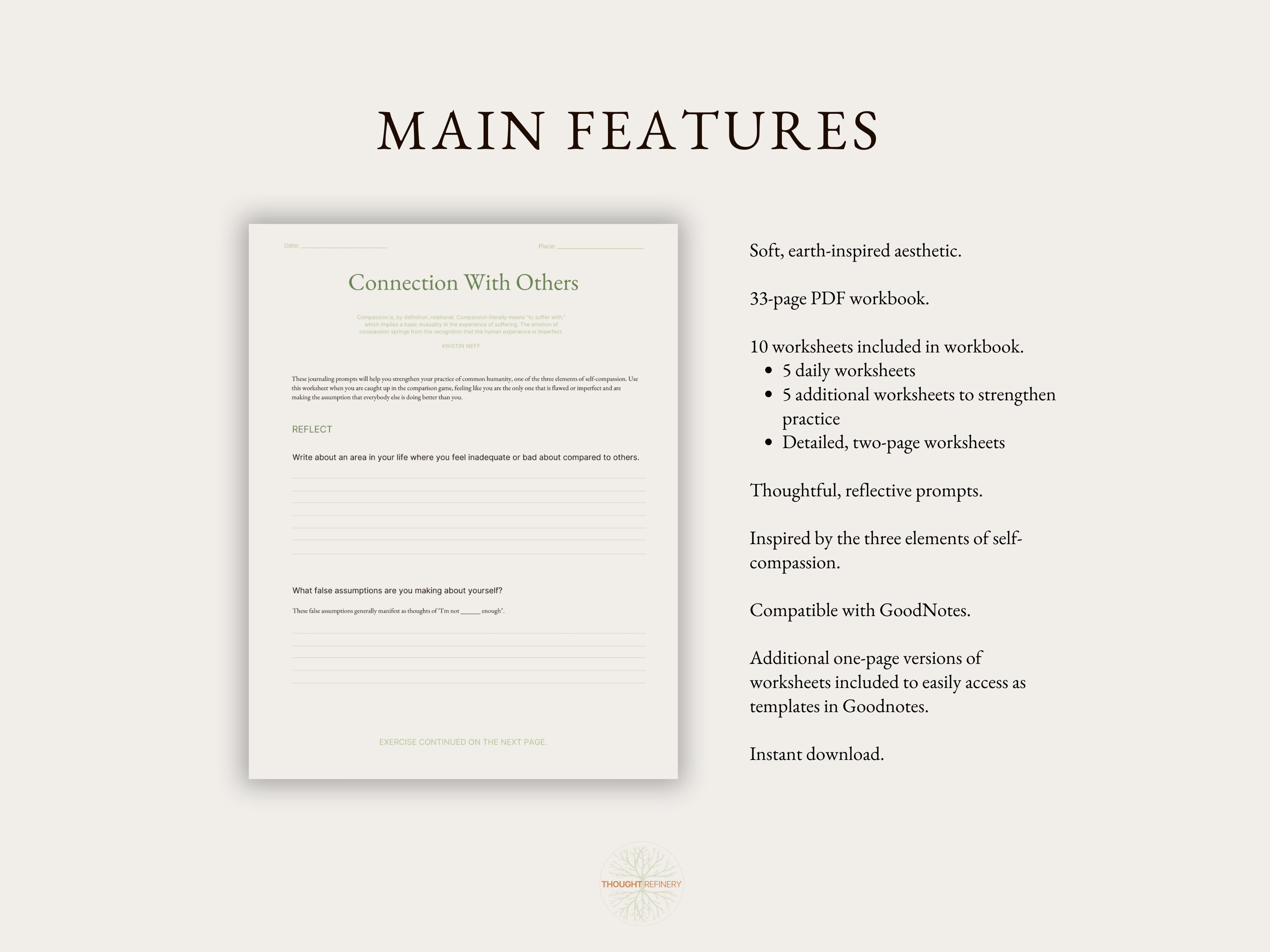 Self-compassion Workbook Printable and Digital Worksheets for Self ...