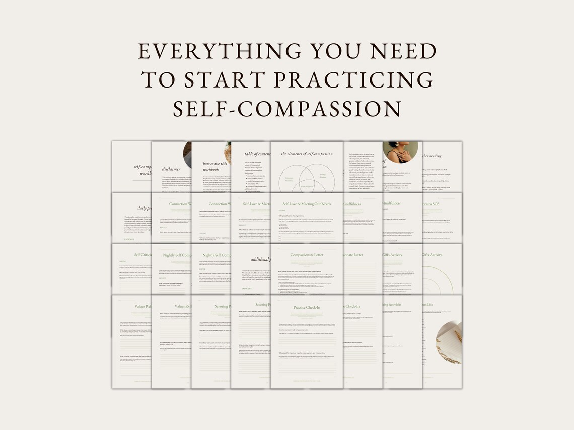 Self-compassion Workbook Printable and Digital Worksheets for Self ...