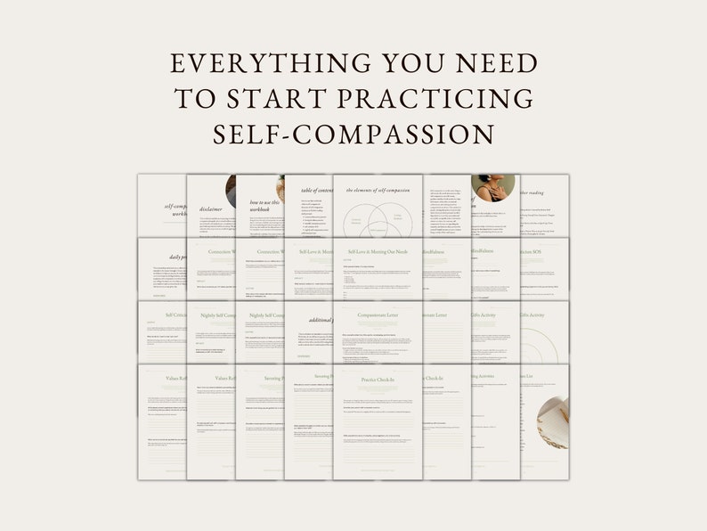 Self-compassion Workbook Printable and Digital Worksheets for Self ...