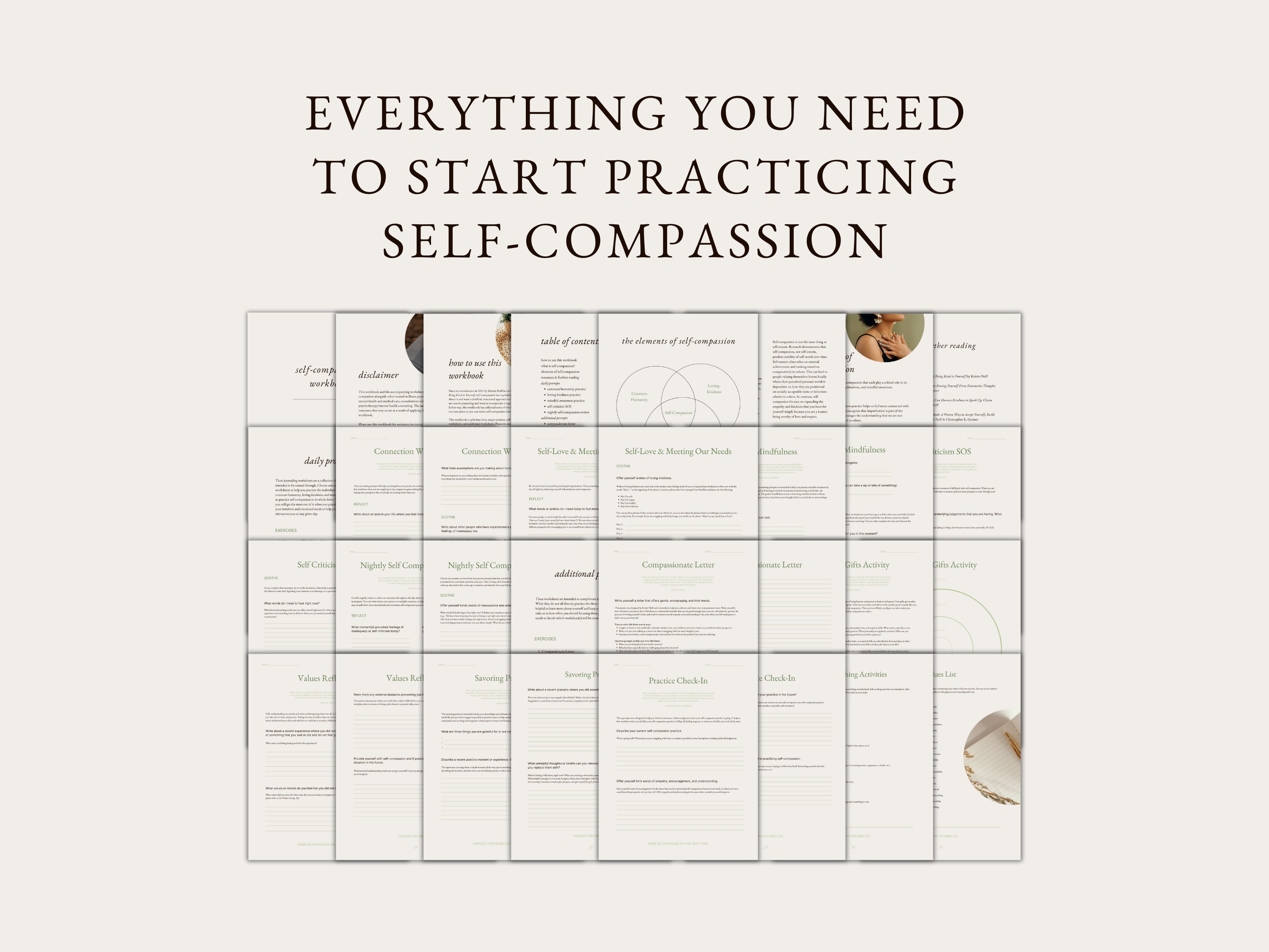 Self-compassion Workbook Printable and Digital Worksheets for Self ...