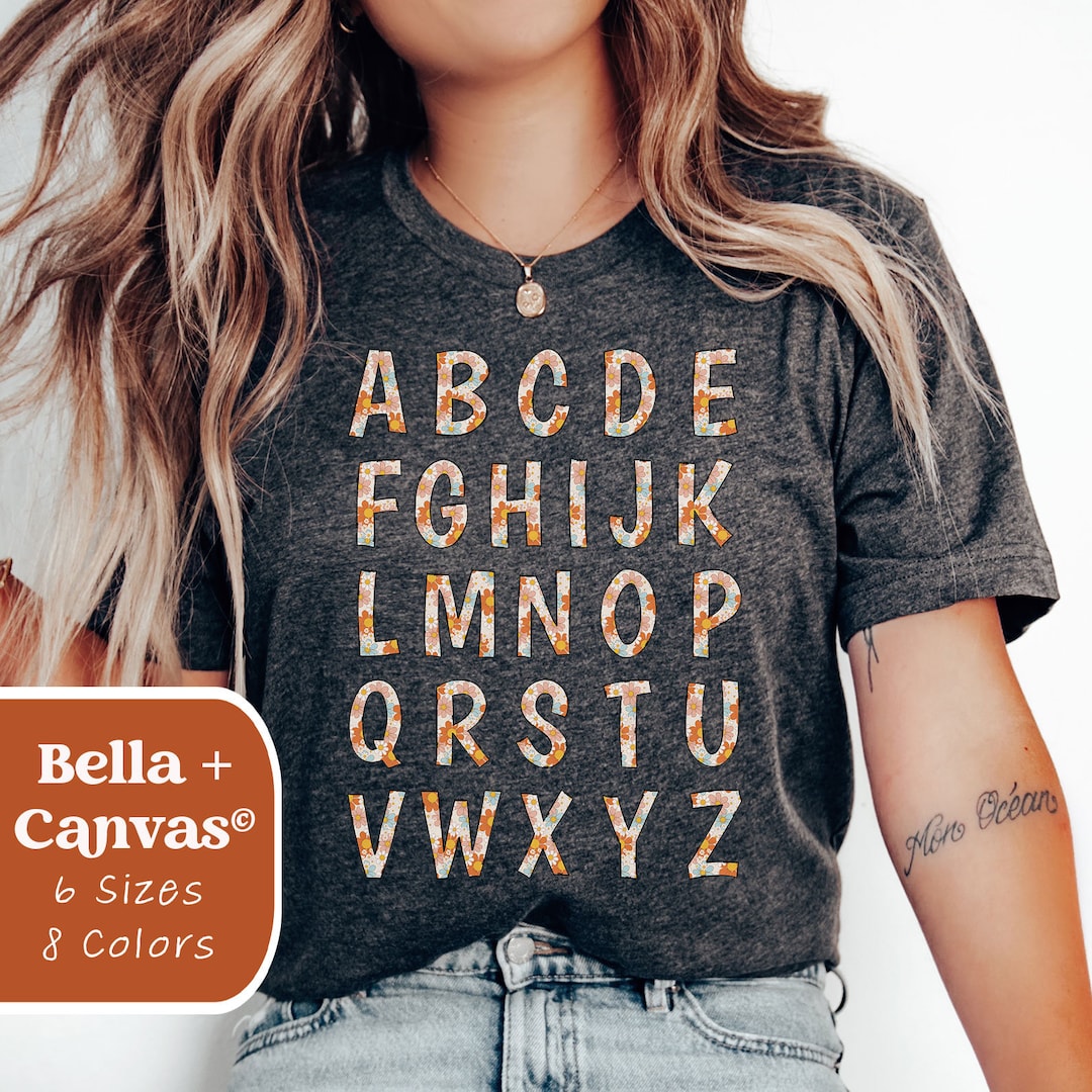 ABC Kindergarten Teacher Shirt Alphabet Shirt for Teacher Preschool ...