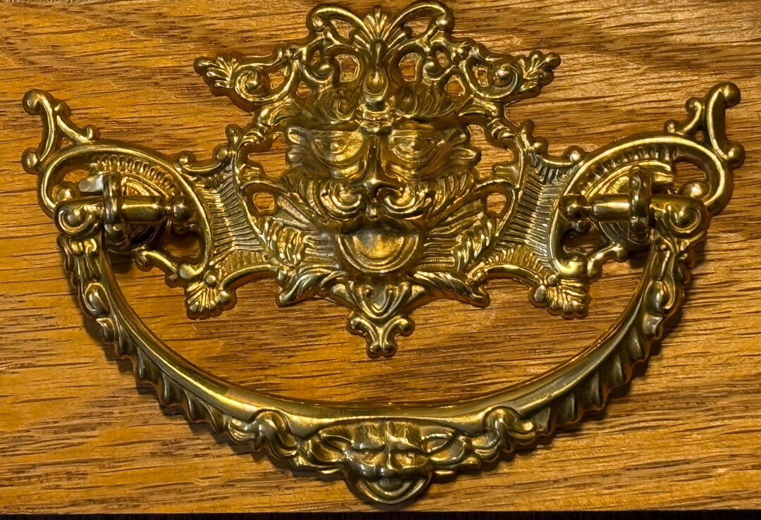 Victorian Drawer Pull Reproduction Green Man Cast Brass 3" Centers - Etsy