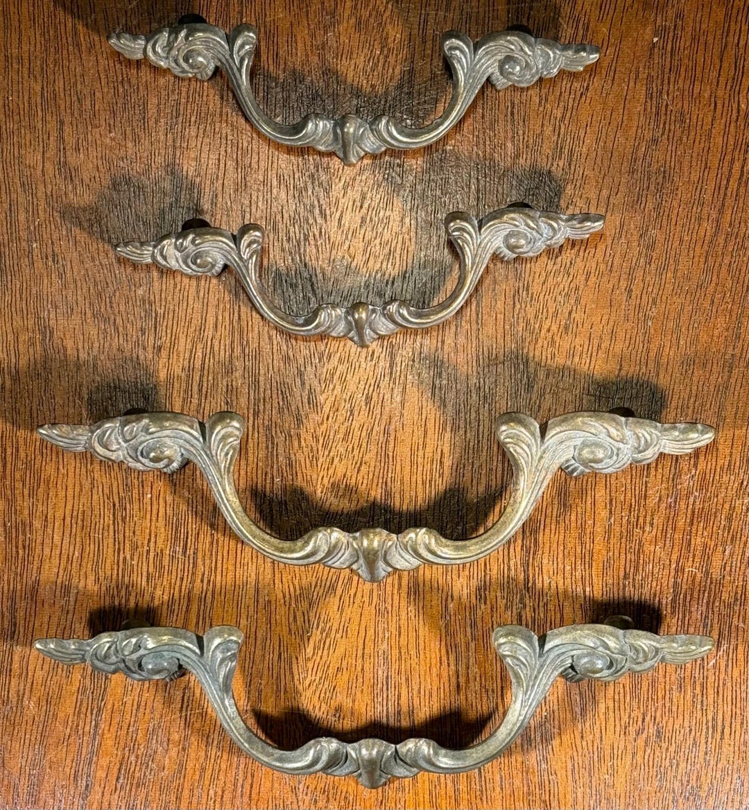 French Provincial Drawer Pulls Rustic Antiqued Brass Finish Set of 4 - Etsy