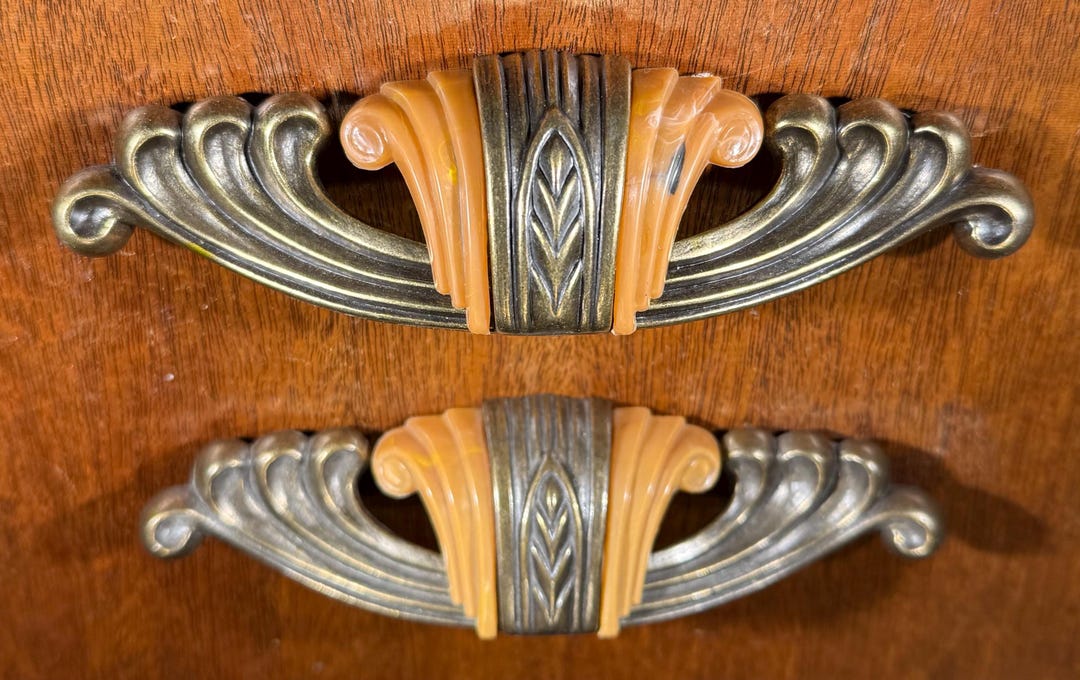 Waterfall Drawer Pull Reproductions Antique Brass Finish 4.25 Centers - Etsy