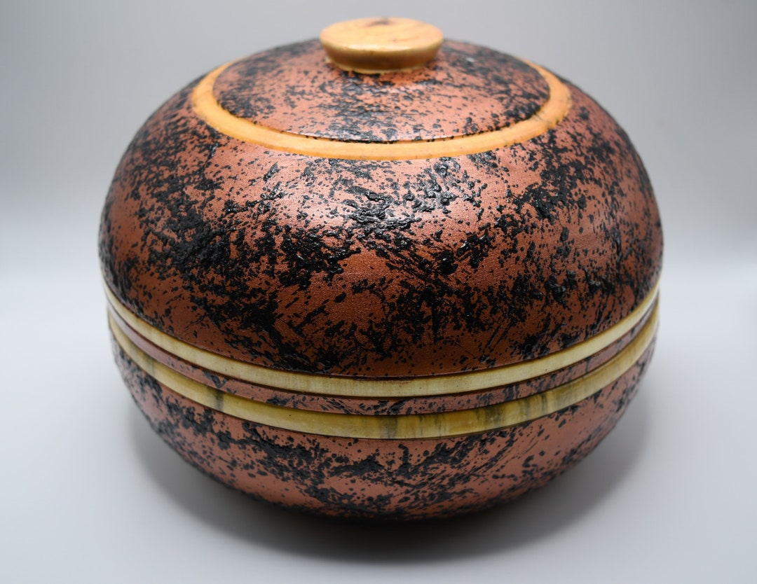 Turned Wood Spalted Poplar Bowl With Cover Unique! - Etsy